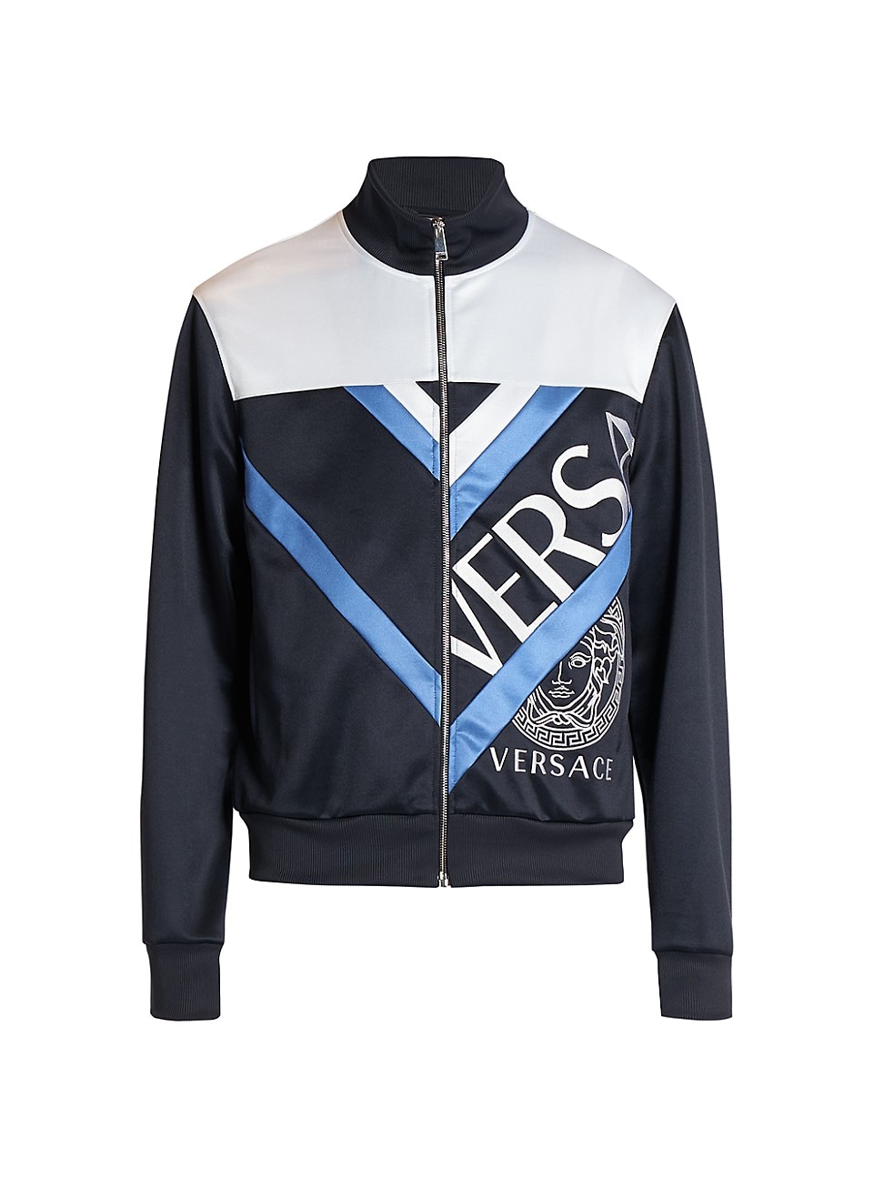 Versace Logo Track Jacket - Blue White Blue | Editorialist